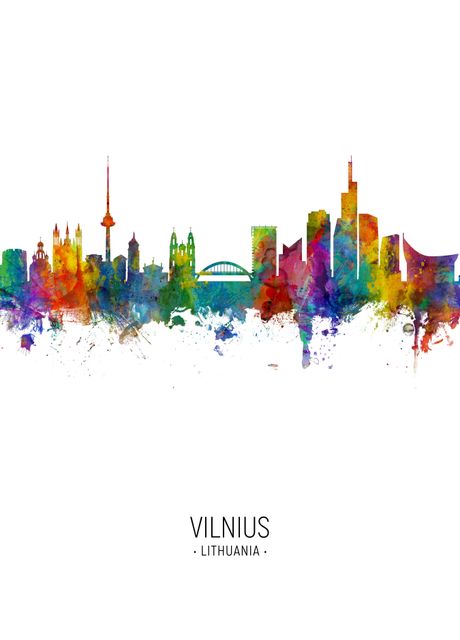 'Vilnius Lithuania Skyline' Poster by Michael Tompsett | Displate