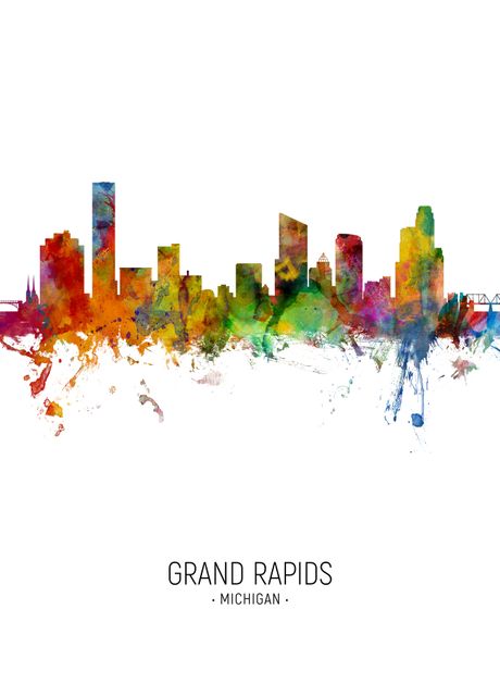 'Grand Rapids Skyline' Poster by Michael Tompsett | Displate