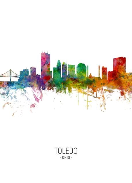 'Toledo Ohio Skyline' Poster by Michael Tompsett | Displate