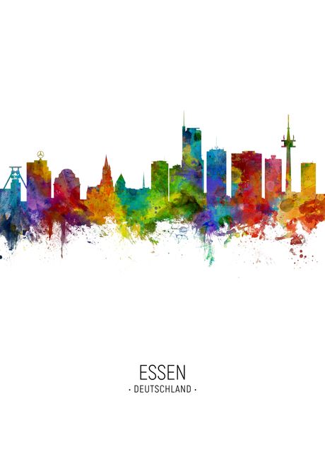 'Essen Germany Skyline' Poster by Michael Tompsett | Displate