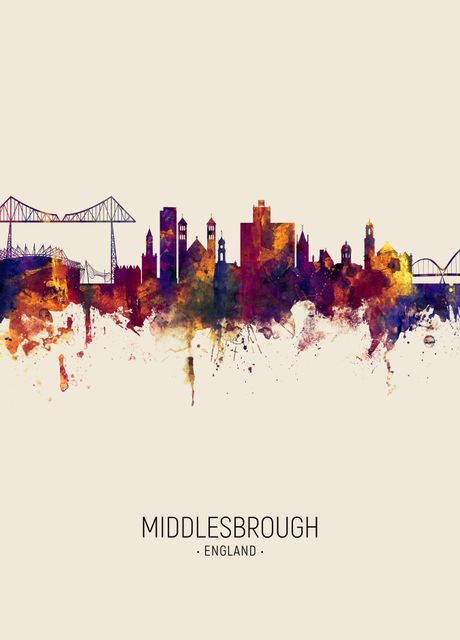 'Middlesbrough Skyline' Poster by Michael Tompsett | Displate