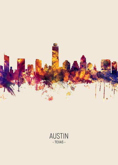 'Austin Texas Skyline' Poster by Michael Tompsett | Displate
