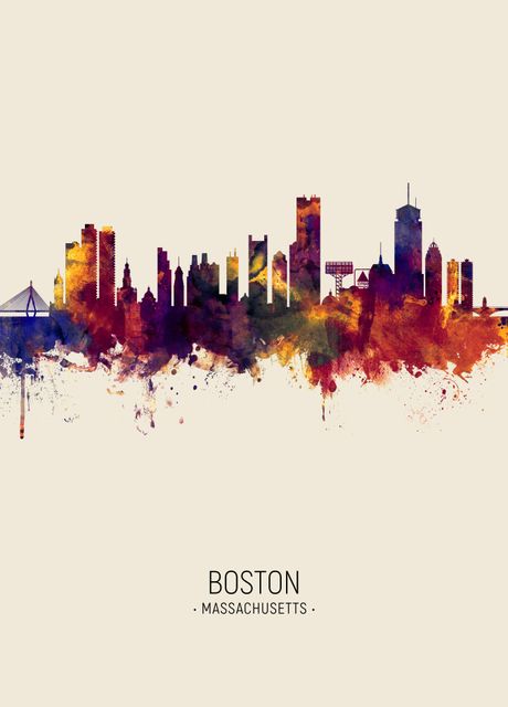 'Boston Skyline' Poster by Michael Tompsett | Displate