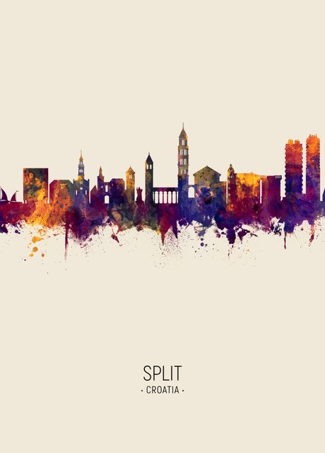 'Split Croatia Skyline' Poster by Michael Tompsett | Displate