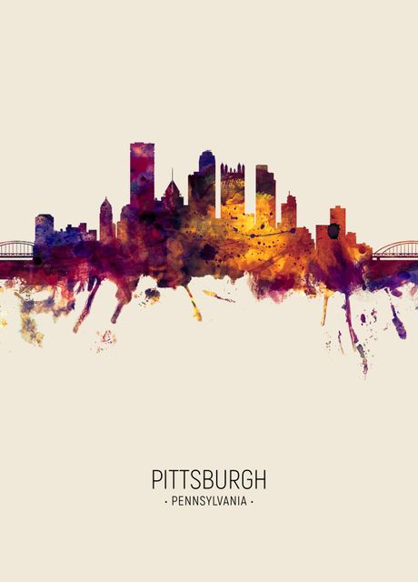 'Pittsburgh Skyline' Poster, picture, metal print, paint by Michael ...