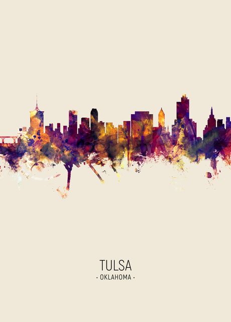 'Tulsa Oklahoma Skyline' Poster by Michael Tompsett | Displate