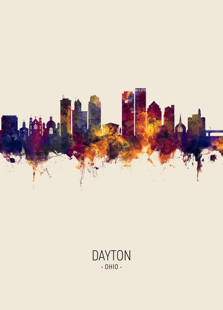'Dayton Ohio Skyline' Poster by Michael Tompsett | Displate