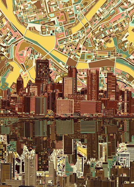 'Pittsburgh city abstract' Poster by Bekim Art | Displate