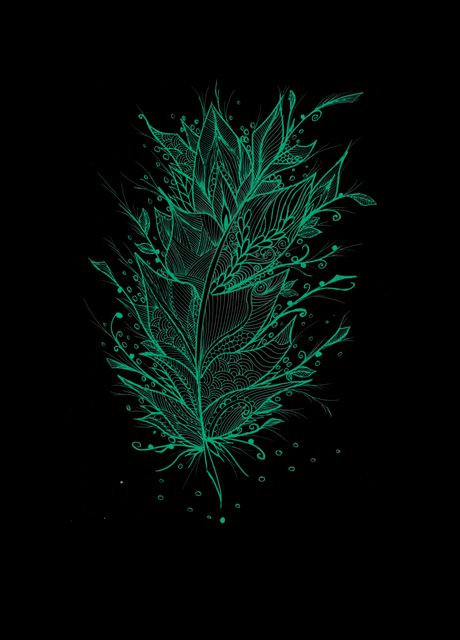 'Mystical Turquoise Feather' Poster by Sebastian Grafmann | Displate