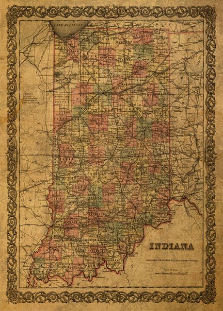 'Indiana Map 1855' Poster by Design Turnpike | Displate