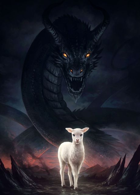 'The Dragon and The Lamb' Poster, picture, metal print, paint by Jonas ...