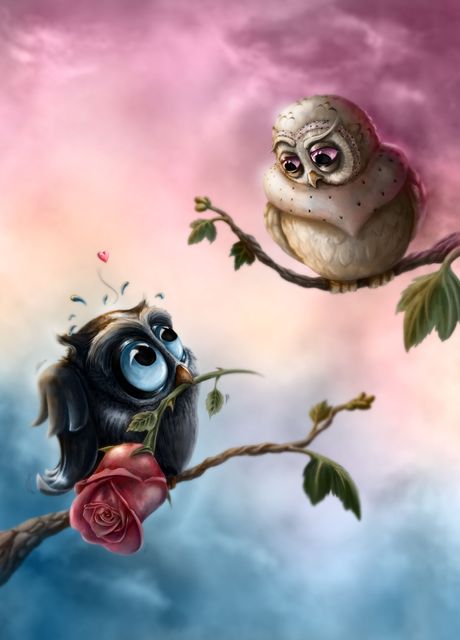 'Valentines Day Owl' Poster by Patrick Fichtner | Displate