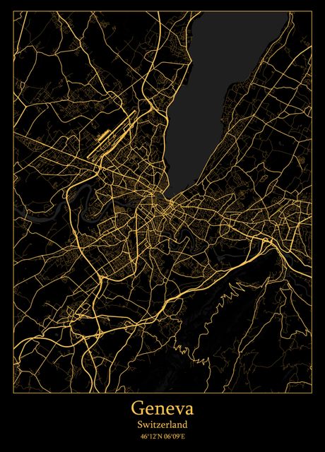 'Geneva Switzerland map' Poster by Iwoko | Displate