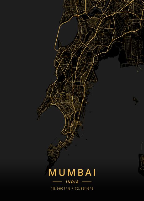 'Mumbai India' Poster, picture, metal print, paint by Designer Map Art ...