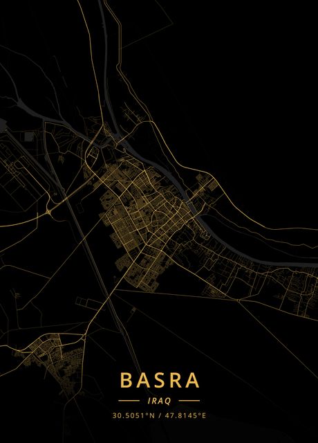 'Basra Iraq' Poster, picture, metal print, paint by Designer Map Art ...