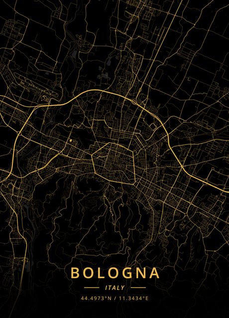 'Bologna Italy' Poster, picture, metal print, paint by Designer Map Art ...