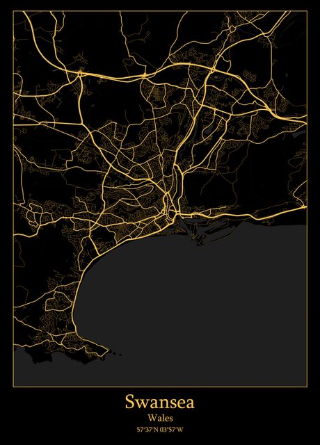 'Swansea Wales map' Poster by Iwoko | Displate