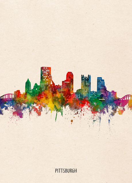 'pittsburgh watercolor' Poster by Bekim Art | Displate
