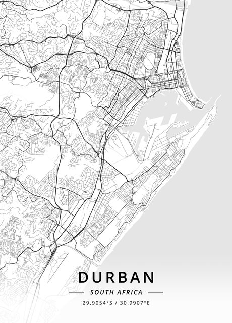 'Durban South Africa' Poster by Designer Map Art | Displate