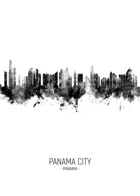 'Panama City Panama Skyline' Poster by Michael Tompsett | Displate