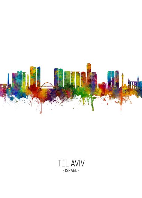 'Tel Aviv Israel Skyline' Poster by Michael Tompsett | Displate