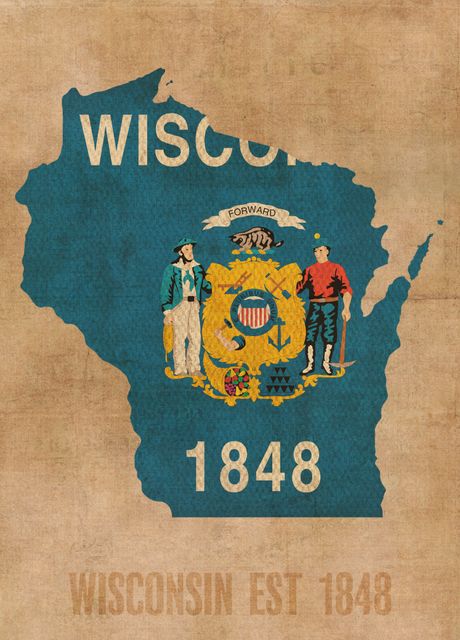 'Wisconsin State Flag Map' Poster by Design Turnpike | Displate