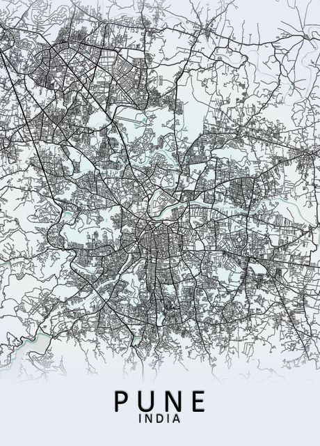 'Pune India City Map' Poster by City Map Art Prints | Displate