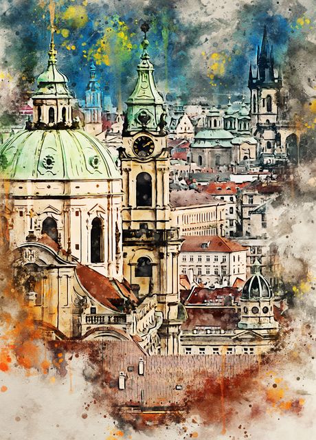 'Prague in Watercolor' Poster by Posteralize | Displate