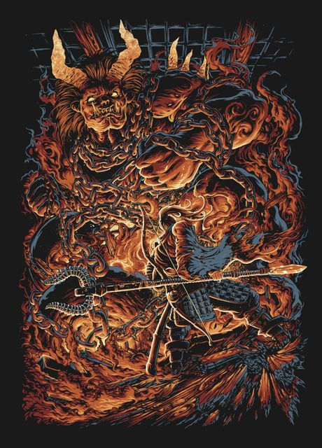 'Giant Red Demon' Poster by Findtees | Displate