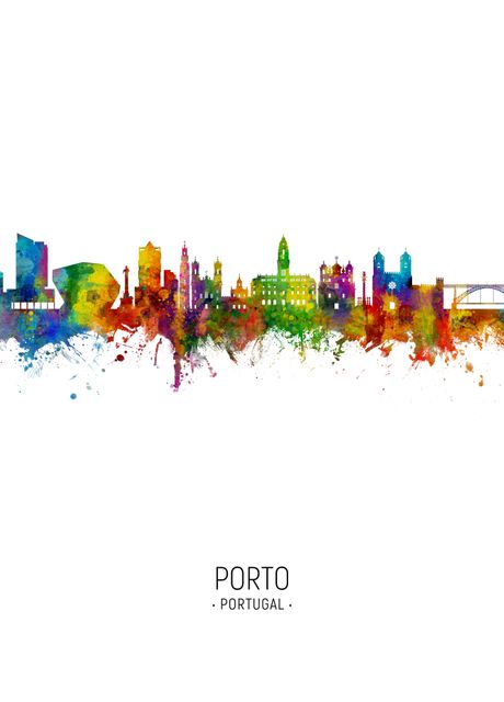 'Porto Portugal Skyline' Poster by Michael Tompsett | Displate