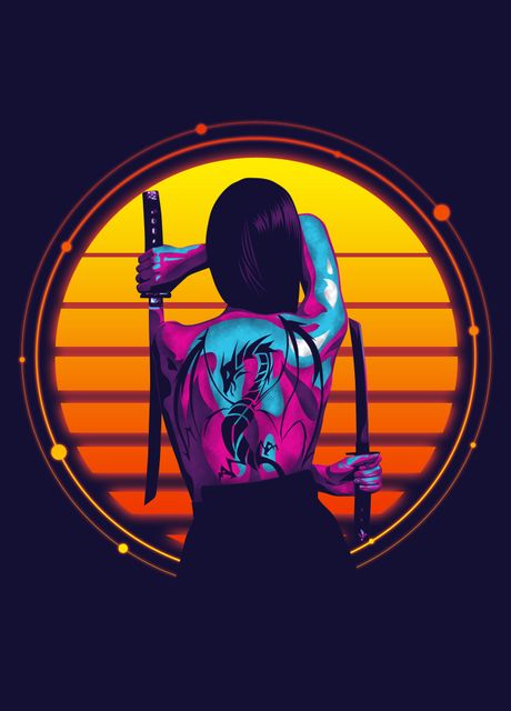 'Retro Female Samurai' Poster, picture, metal print, paint by Eternal ...