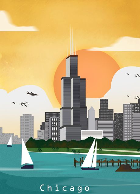 'Chicago City' Poster by Olivia Matt | Displate