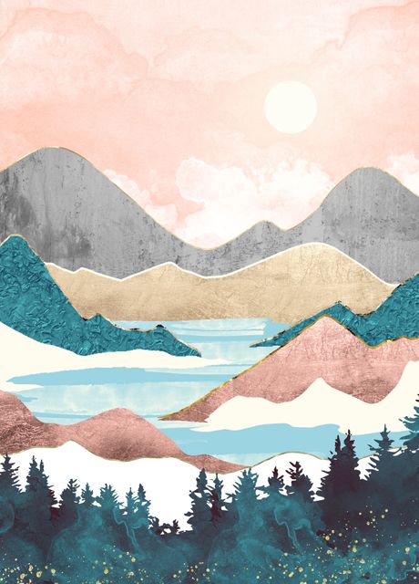 'Lake Sunrise' Poster by SpaceFrog Designs | Displate