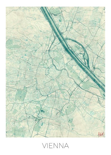 'Vienna Map Blue' Poster by Hubert Roguski | Displate