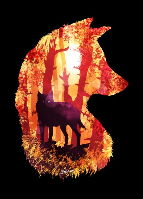 'Evening Solace Wolf' Poster by Diogo Verissimo | Displate