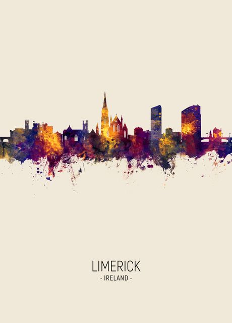 'Limerick Skyline Ireland' Poster by Michael Tompsett | Displate