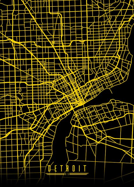 'Detroit USA Map' Poster by Zero Nine | Displate