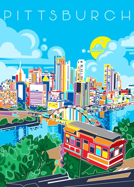 'pittsburgh city modern' Poster by Bekim Art | Displate
