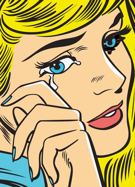 'Comic Pop Crying Girl Art' Poster by Pop Posters | Displate