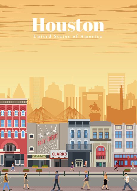 'Travel to Houston' Poster by Studio 324 | Displate