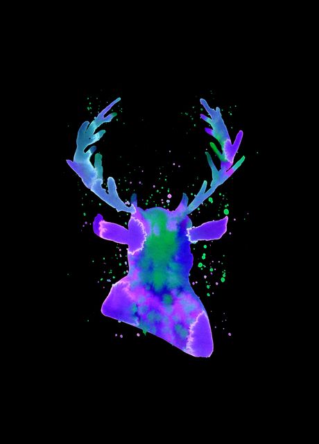 'Purple Stag Silhouette' Poster, picture, metal print, paint by ...