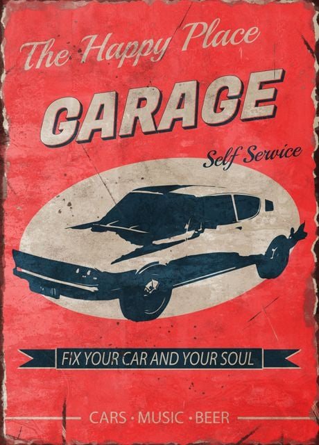 'The Happy Place Garage' Poster by DSpot Shop | Displate