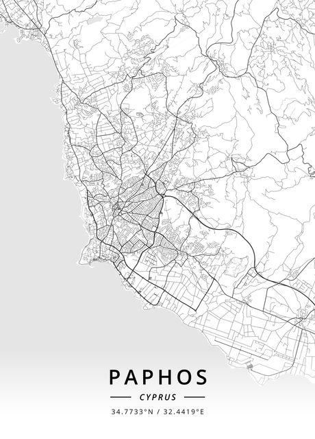 'Paphos Cyprus' Poster by Designer Map Art | Displate