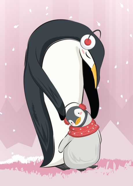 'mom and baby penguin ' Poster by Queensy Collin | Displate