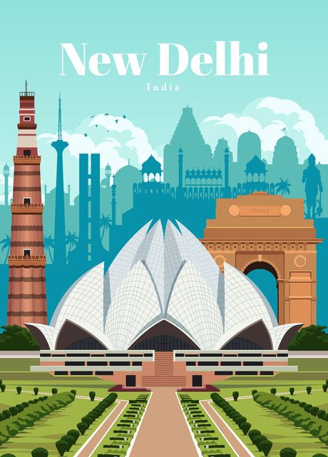 'Travel to New Delhi' Poster by Studio 324 | Displate
