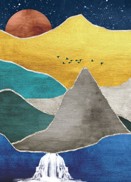 'Gold Mountain Illustration' Poster by Swan Dee | Displate