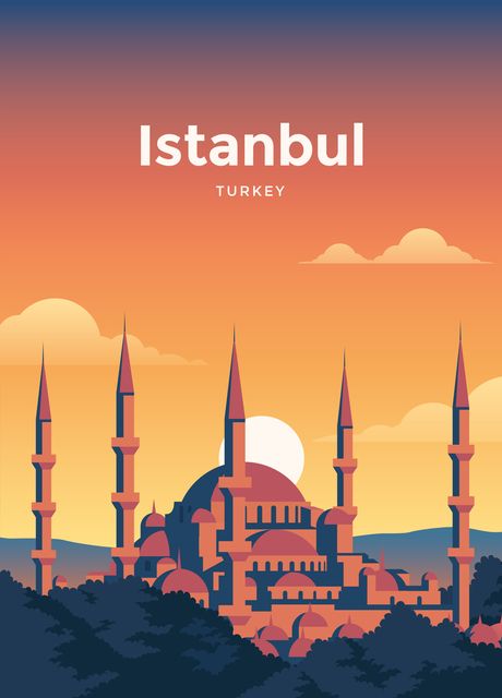 'Istanbul Travel Poster' Poster by Corvin Travel Posters | Displate