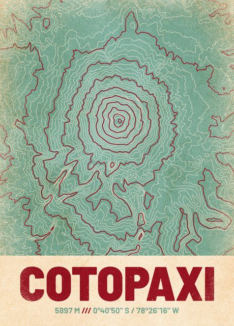'Cotopaxi Topographic Map' Poster by ViaMapia | Displate