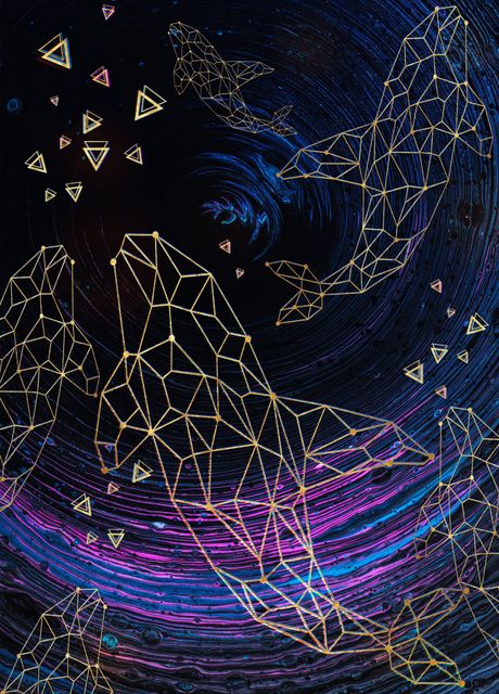 'GEOMETRIC ORCAS' Poster, picture, metal print, paint by Studio Six ...