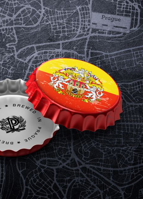 'Prague Beer cap' Poster by Moon Calendar Studio | Displate